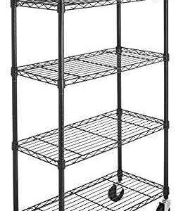 HKYH 5-Shelf Heavy Duty Shelving Storage Wire Rack w/Wheel Casters - 30x14x65 Black Generic Storagerack Closet organizers and storage Organization and storage Storage shelves Closet storage Boo