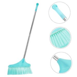 HAWILLOSCH Long Handle Cleaning Broom Floor Cleaning Tool Floor Sweeping Broom Home Broom Room Cleaning Broom Floor Wiper Hair Cleaning Broom Outdoor Broom Flooring Sky-Blue Stainless Steel