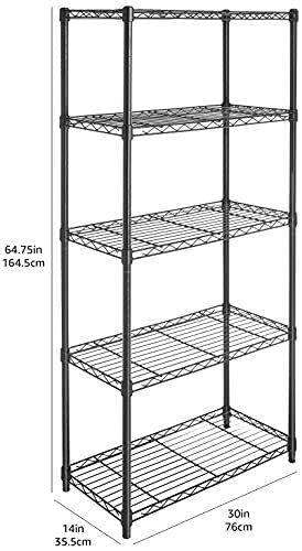 HKYH 5-Shelf Heavy Duty Shelving Storage Wire Rack w/Wheel Casters - 30x14x65 Black Generic Storagerack Closet organizers and storage Organization and storage Storage shelves Closet storage Boo