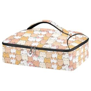 kcldeci insulated thermal food carrier insulated casserole carrier for hot or cold food,cat cartoon insulated tote bag for potluck cookouts parties picnic,lasagna lugger