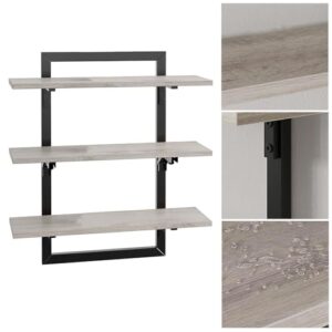 toxaaiwr Wooden Storage Shelf, Wall Mounted Foldable Rack Shelf, Display Stand Shelf, Foldable Design, Strong Load-Bearing, Smooth Edge, Easy Assembly Floating Shelves Grey