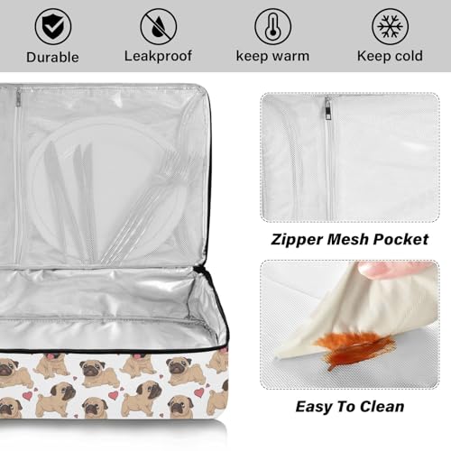 Kcldeci Insulated Thermal Food Carrier Insulated Casserole Carrier for Hot or Cold Food,Puppy Insulated Tote Bag for Potluck Cookouts Parties Picnic,Lasagna Lugger