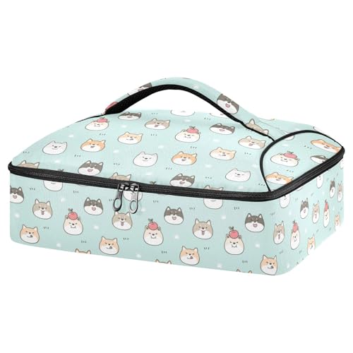 Kcldeci Insulated Thermal Food Carrier Insulated Casserole Carrier for Hot or Cold Food,Cute Cartoon Face Insulated Tote Bag for Potluck Cookouts Parties Picnic,Lasagna Lugger