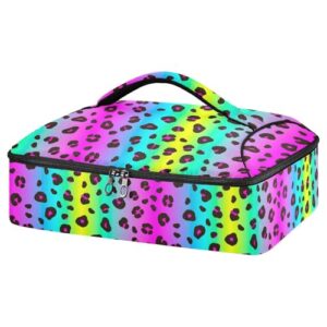 kcldeci insulated thermal food carrier insulated casserole carrier for hot or cold food,gradient animal print leopard insulated tote bag for potluck cookouts parties picnic,lasagna lugger