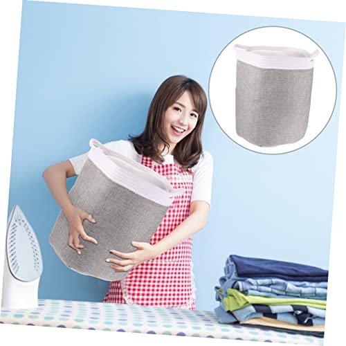 OKUMEYR Laundry Basket Toy Baskets Woven Storage Baskets Wicker Basket Clothes Hamper Wicker Storage Bins Wicker Laundry Hamper Gray Baskets Foldable Clothes Basket Grey Cotton Rope