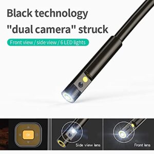 8MM Dual Lens Industrial Endoscope, IP67 Waterproof Snake Borescope 6 LED Lights, 4.3inch IPS Screen, Sewer Pipe Drain Plumbing Inspection Camera(5M/16.4FT Cable)