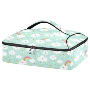 kcldeci insulated thermal food carrier insulated casserole carrier for hot or cold food,little happy clouds insulated tote bag for potluck cookouts parties picnic,lasagna lugger