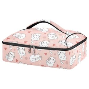 kcldeci insulated thermal food carrier insulated casserole carrier for hot or cold food,cute animal little cat insulated tote bag for potluck cookouts parties picnic,lasagna lugger