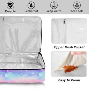 Kcldeci Insulated Thermal Food Carrier Insulated Casserole Carrier for Hot or Cold Food,Rainbow Unicorn (2) Insulated Tote Bag for Potluck Cookouts Parties Picnic,Lasagna Lugger