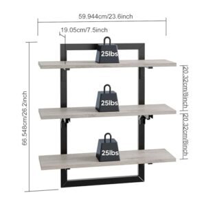 toxaaiwr Wooden Storage Shelf, Wall Mounted Foldable Rack Shelf, Display Stand Shelf, Foldable Design, Strong Load-Bearing, Smooth Edge, Easy Assembly Floating Shelves Grey