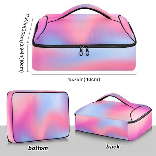 Kcldeci Insulated Thermal Food Carrier Insulated Casserole Carrier for Hot or Cold Food,Vibrant Gradient Blurred Insulated Tote Bag for Potluck Cookouts Parties Picnic,Lasagna Lugger