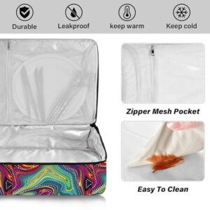 Kcldeci Insulated Thermal Food Carrier Insulated Casserole Carrier for Hot or Cold Food,Rainbow Marble Insulated Tote Bag for Potluck Cookouts Parties Picnic,Lasagna Lugger