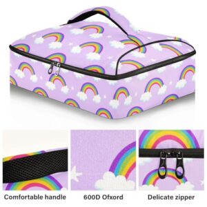 Kcldeci Insulated Thermal Food Carrier Insulated Casserole Carrier for Hot or Cold Food,Magic Rainbows Lovely Insulated Tote Bag for Potluck Cookouts Parties Picnic,Lasagna Lugger