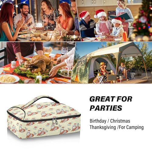 Kcldeci Insulated Thermal Food Carrier Insulated Casserole Carrier for Hot or Cold Food,Seal Cartoon Insulated Tote Bag for Potluck Cookouts Parties Picnic,Lasagna Lugger