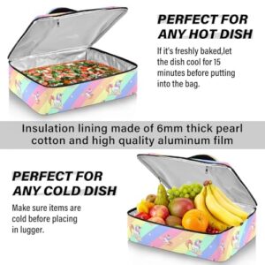 Kcldeci Insulated Thermal Food Carrier Insulated Casserole Carrier for Hot or Cold Food,Unicorn Vector Pattern Graphic Design Insulated Tote Bag for Potluck Cookouts Parties Picnic,Lasagna Lugger