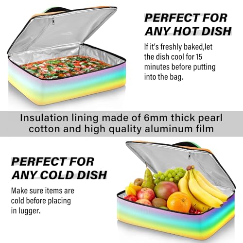 Kcldeci Insulated Thermal Food Carrier Insulated Casserole Carrier for Hot or Cold Food,Rainbow Blurry Insulated Tote Bag for Potluck Cookouts Parties Picnic,Lasagna Lugger