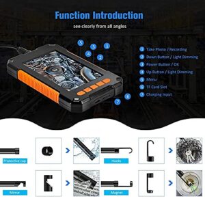 8MM Inspection Borescope Camera, 4.3inch Screen, IP67 Waterproof, 1080P Endoscope Snake Camera, Semi-Rigid Cable, 8 LED Lights(5M/16.4FT Cable)