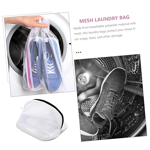 Unomor 2pcs Laundry Bag Wash Bag Mesh Wash Bag Travel Shoe Bags Shoes Washing Bag Sock Sneakers Sneaker Washing Bag Shoes Wash Pouch Sneaker Wash Pouches Stand White