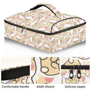 Kcldeci Insulated Thermal Food Carrier Insulated Casserole Carrier for Hot or Cold Food,Cute Corgi Dog (2) Insulated Tote Bag for Potluck Cookouts Parties Picnic,Lasagna Lugger