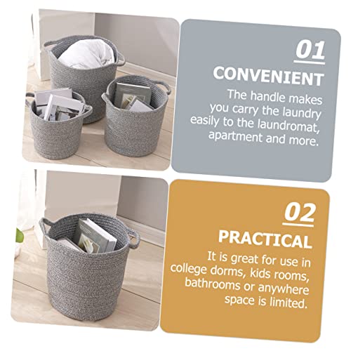 SOESFOUFU Laundry Basket Clothes Storage Basket Empty Basket Blanket Storage Basket Foldable Laundry Hamper Basket for Clothes Basket for Blankets Hampers for Laundry Dark Grey Cotton