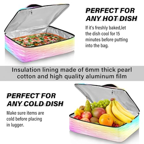 Kcldeci Insulated Thermal Food Carrier Insulated Casserole Carrier for Hot or Cold Food,Mermaid Kawaii Magic Stars Insulated Tote Bag for Potluck Cookouts Parties Picnic,Lasagna Lugger