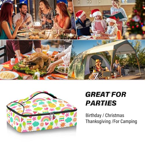 Kcldeci Insulated Thermal Food Carrier Insulated Casserole Carrier for Hot or Cold Food,Summer Elements Insulated Tote Bag for Potluck Cookouts Parties Picnic,Lasagna Lugger