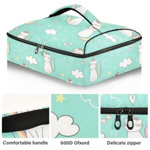 Kcldeci Insulated Thermal Food Carrier Insulated Casserole Carrier for Hot or Cold Food,Kitten Unicorn Insulated Tote Bag for Potluck Cookouts Parties Picnic,Lasagna Lugger