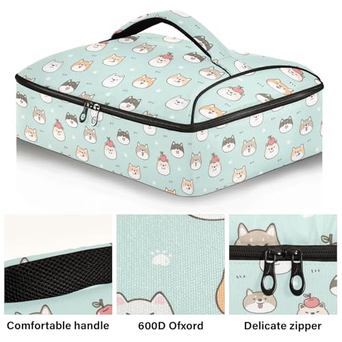 Kcldeci Insulated Thermal Food Carrier Insulated Casserole Carrier for Hot or Cold Food,Cute Cartoon Face Insulated Tote Bag for Potluck Cookouts Parties Picnic,Lasagna Lugger