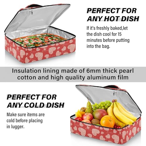 Kcldeci Insulated Thermal Food Carrier Insulated Casserole Carrier for Hot or Cold Food,Be Mine Valentines Day Insulated Tote Bag for Potluck Cookouts Parties Picnic,Lasagna Lugger