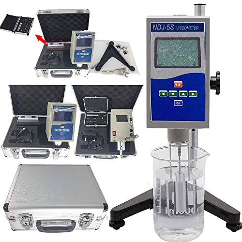 VTSYIQI Viscometer Laboratory Viscometer Digital Rotational Viscosity Meter with Fluidimeter 1~100000mPa.s #1#2#3#4 Rotors 1~100000mPa.s RS232 Interface Temperature Display