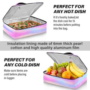 Kcldeci Insulated Thermal Food Carrier Insulated Casserole Carrier for Hot or Cold Food,Fairy Rainbow Magic Sparkles Insulated Tote Bag for Potluck Cookouts Parties Picnic,Lasagna Lugger