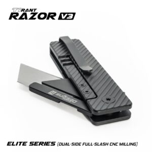 TiRant RAZOR V3 Utility Knife (Jet-Black 6AL-4V Titanium) DUAL-SLASH Edition EDC Box Cutter