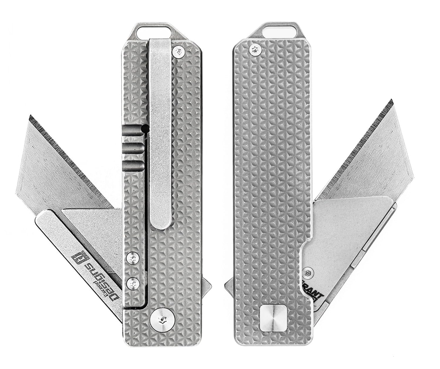 TiRant RAZOR V3 Utility Knife (Stonewashed 6AL-4V Titanium) Elite DUAL-APEX Edition EDC Box Cutter