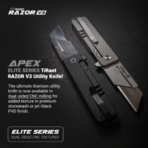 TiRant RAZOR V3 Utility Knife (Jet-Black 6AL-4V Titanium) Elite DUAL-APEX Edition EDC Box Cutter