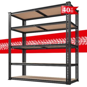 reibii 72''h garage shelving 2500lbs storage shelves heavy duty shelving 5 tier metal shelves for garage shelves adjustable shelving units and storage for closet pantry shelf, 72" h x 40" w x 19.7" d