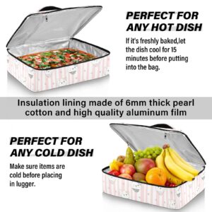 Kcldeci Insulated Thermal Food Carrier Insulated Casserole Carrier for Hot or Cold Food,Cute Cat Sweet Cartoon Insulated Tote Bag for Potluck Cookouts Parties Picnic,Lasagna Lugger