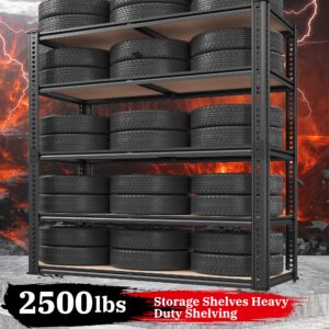 REIBII 72''H Garage Shelving 2500LBS Storage Shelves Heavy Duty Shelving 5 Tier Metal Shelves for Garage Shelves Adjustable Shelving Units and Storage for Closet Pantry Shelf, 72" H x 40" W x 19.7" D