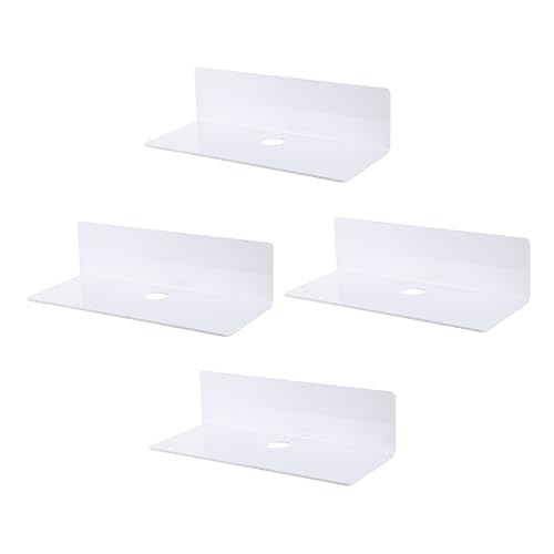 KITANDOVE 4pcs L-shaped Storage Rack White Shelves Floating Corner Shelves Floating Wall Bracket Repisas De Pared Para Cuarto Wall Shelves Astetic Room Decor Adhesive Wall Shelf