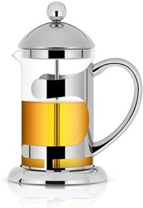 multifunction 1l press coffee maker with coffee plunger, filter, borosilicate glass jug,stainless steel cafetiere espresso and tea maker,bronze