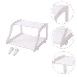 KOMBIUDA 1pc Router Storage Rack Layer Storage Shelf Router Wall Holder Router Stand Double-layer Storage Holder Mini Router Shelf Supports Shelf Holders Set-top-box Rack Plastic White