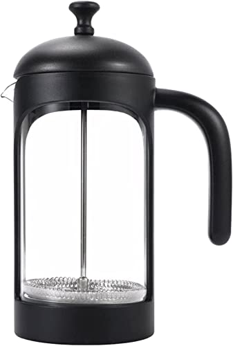 Multifunction French Press Coffee Maker with Shockproof Glass Pot And Plunger Filter Manual Press Coffee Maker for Ground Beans Espresso Tea(600ml)