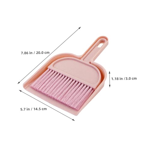 MUCKLILY 2pcs Kids Mini Broom and Dustpan Set Handheld Cleaning Tool for Desktops and Pet Areas Small Whisk Broom and Dustpan Pink and Blue