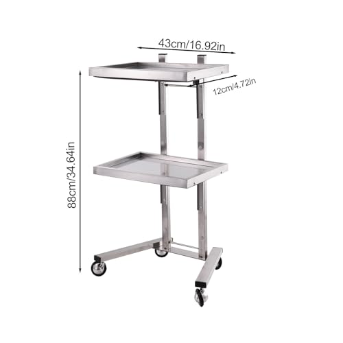 Stainless Steel Salon Cart,Stainless Steel Rolling Cart | Modern Simple Pallet Design Utility Cart on Wheels for Living Room, Bathroom, Kitchen, Bedroom