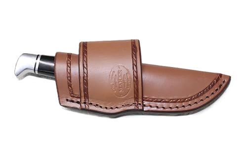 CARL THOMAS LEATHERS Crossdraw knife sheath. quality leather quality stitching. fix blade Nylon stitching. may defeat a 103. Knife holder.