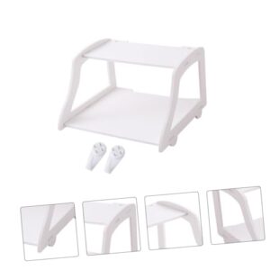 ABOOFAN 1pc Router Storage Rack Router Holder Router Wall Holder Set-top-box Rack Mini Router Wall-mounted Rack Double-layer Storage Holder Router Storage Mount Shelf Plastic White