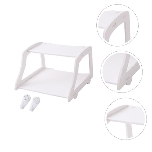 ABOOFAN 1pc Router Storage Rack Router Holder Router Wall Holder Set-top-box Rack Mini Router Wall-mounted Rack Double-layer Storage Holder Router Storage Mount Shelf Plastic White