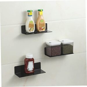 OKUMEYR 4pcs L-shaped Storage Rack Astetic Room Decor Adhesive Shelf Stick on Shelf Apothecary Jars with Lids Wall Floating Shelves Wall Hanging Decor Goblincore Room Decor Black