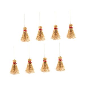 JOINPAYA 8 Pcs Mini Wooden Broom Ornament Tabletop Decor Miniture Decoration Mini Wizard Broom Witch Broom Mini Accessories Craft Brooms Mini Miniature Broom Decor Mini Decor Red