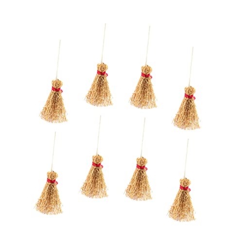 JOINPAYA 8 Pcs Mini Wooden Broom Ornament Tabletop Decor Miniture Decoration Mini Wizard Broom Witch Broom Mini Accessories Craft Brooms Mini Miniature Broom Decor Mini Decor Red