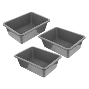 pretyzoom 3pcs commercial bus tub wash basin tub grey plastic bus tub washing basin tub pp